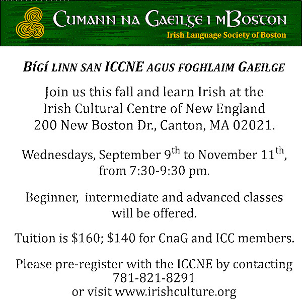Fall Semester of Classes – Cumann na Gaeilge i mBoston